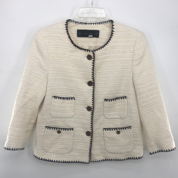Zara | Jackets & Coats | Zara Basic Cream Color Jacket Sz M | Poshmark